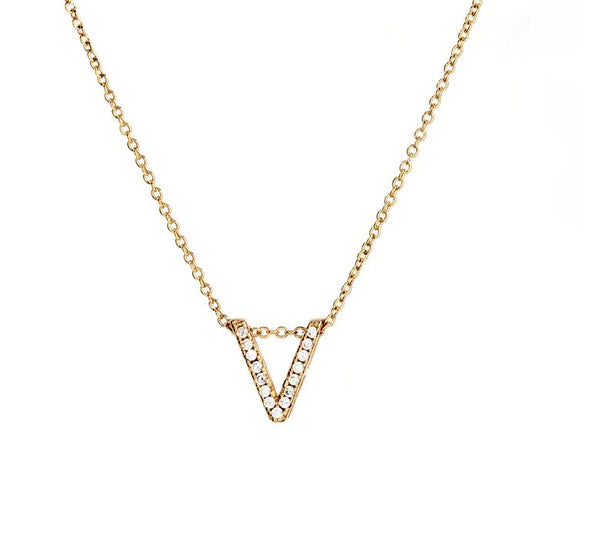 V Initial Gold Necklace – Teddy Sinclair